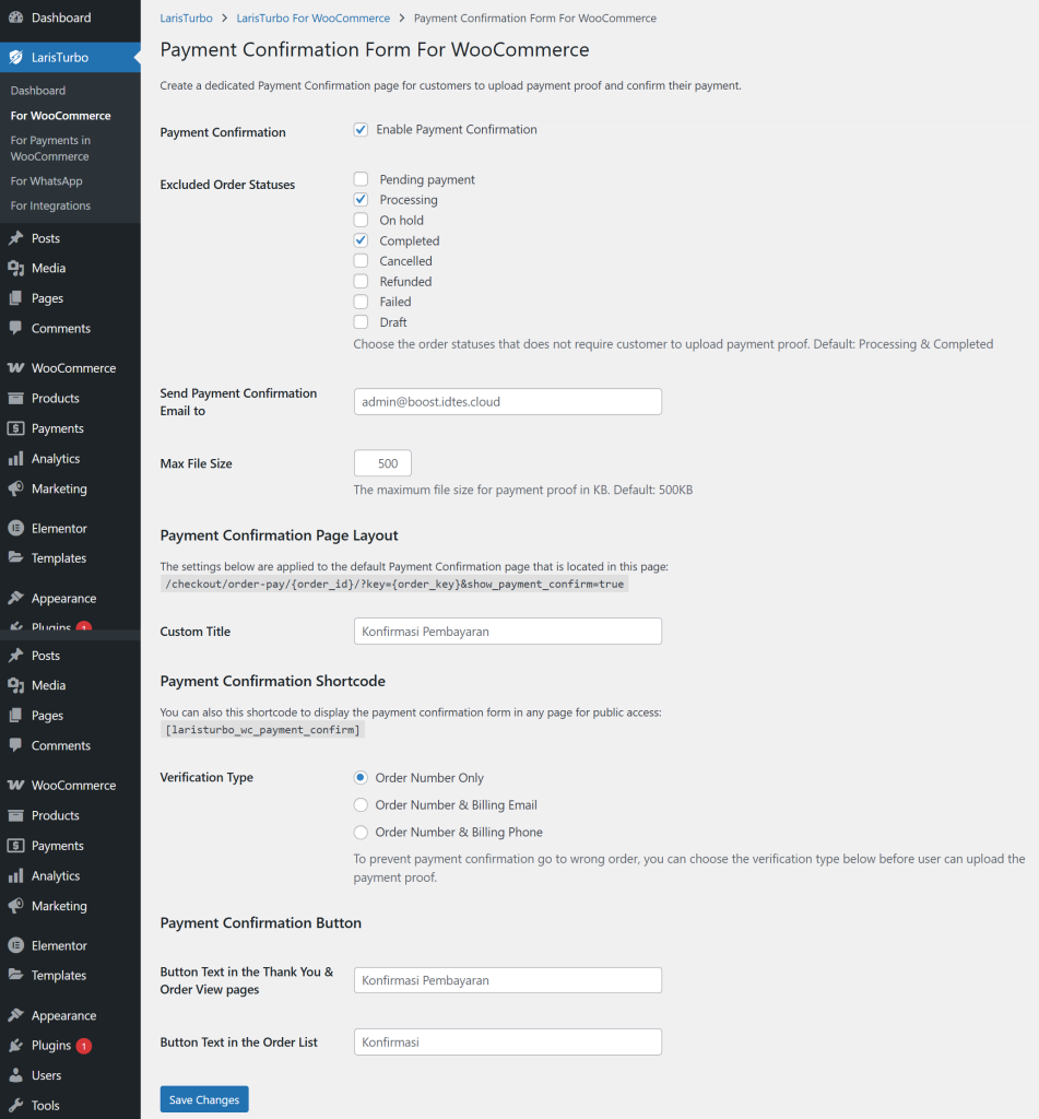 WooCommerce - Payment Confirmation Form - TokoPressID