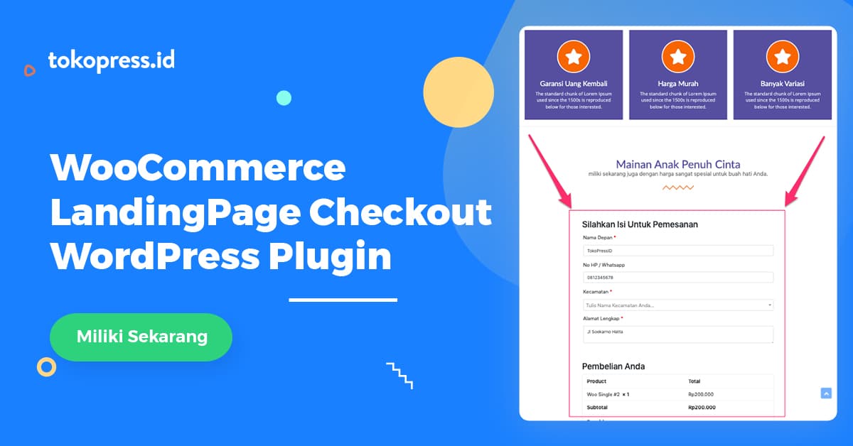 WooCommerce Landing Page Checkout WordPress Plugin - TokoPressID
