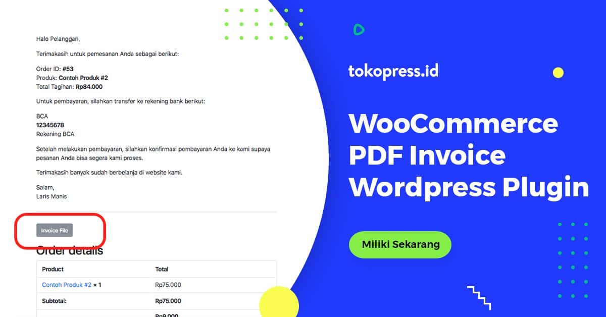 WooCommerce PDF Invoice WordPress Plugin - TokoPressID